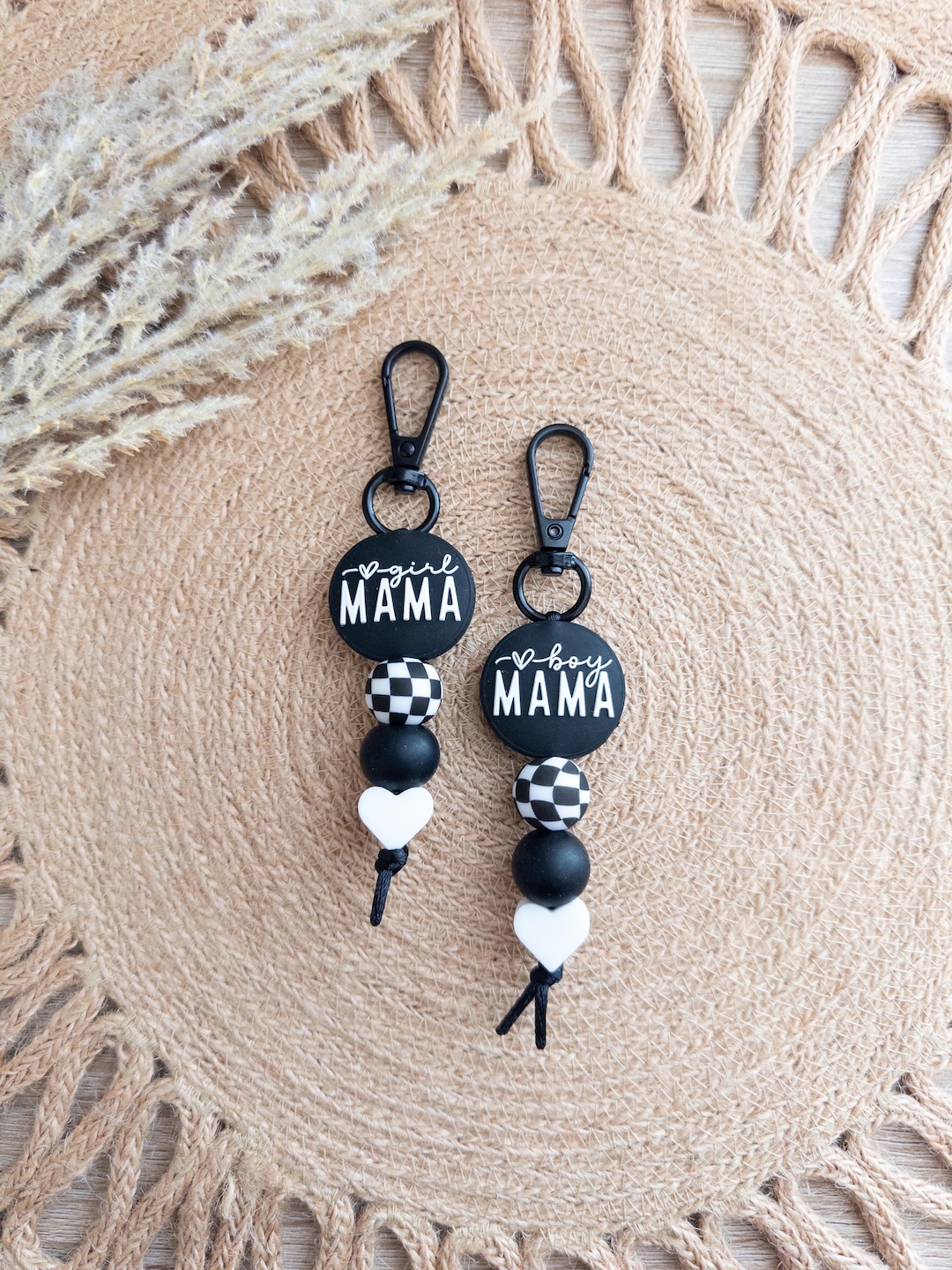 Mom Keychains | Checkered Keychains | Girl Mama Keychains | Silicone ...
