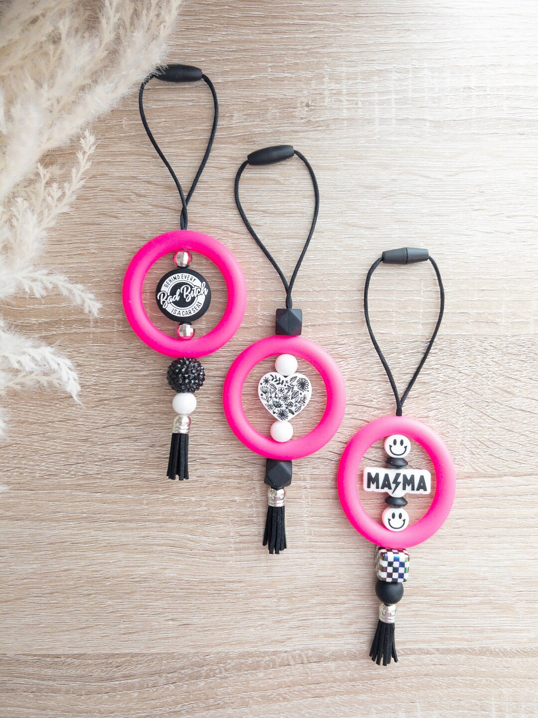 Car Charms | Hot Pink Car Charms | Rearview Mirror Hangers | Rear View ...