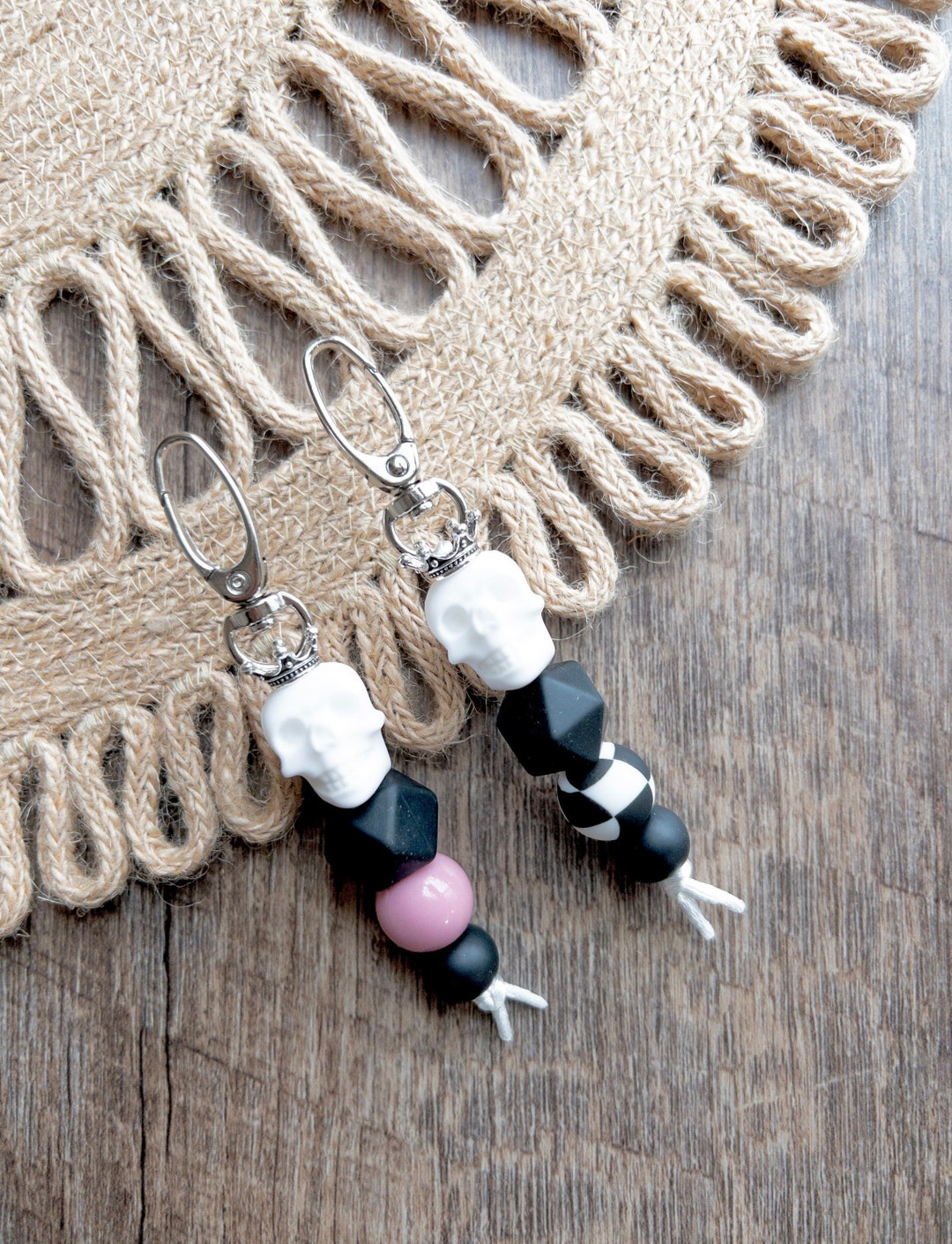 Skull Keychain | Skull and Crown Keychain | Crown Keychain | Gifts for ...