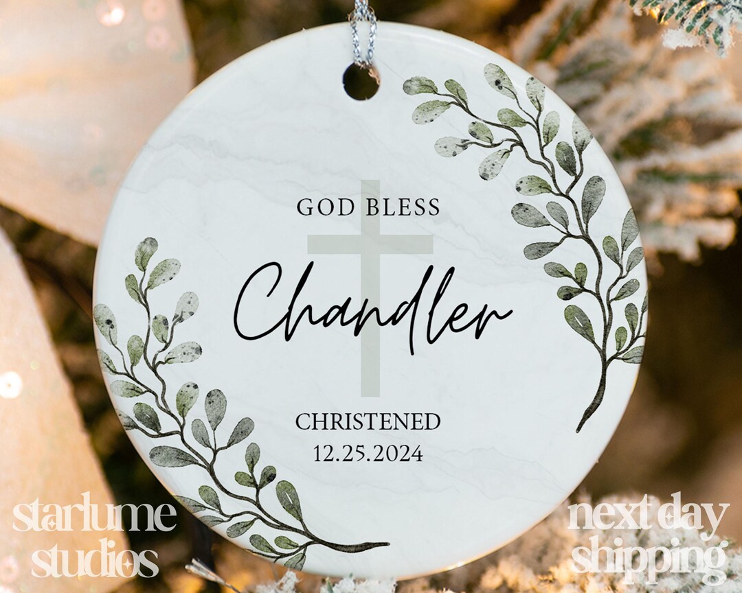 Personalized Boys Christening Ornament - Name + Date Custom Baptism ...