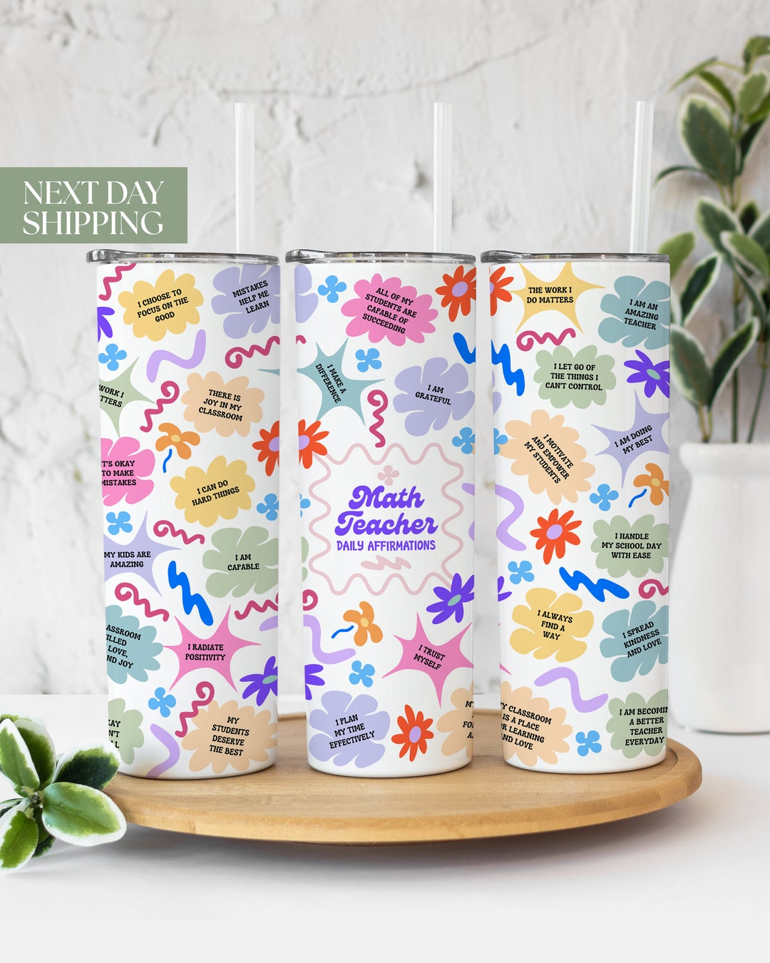 Math Teacher Daily Affirmations Tumbler Gift for Favorite Teacher ...