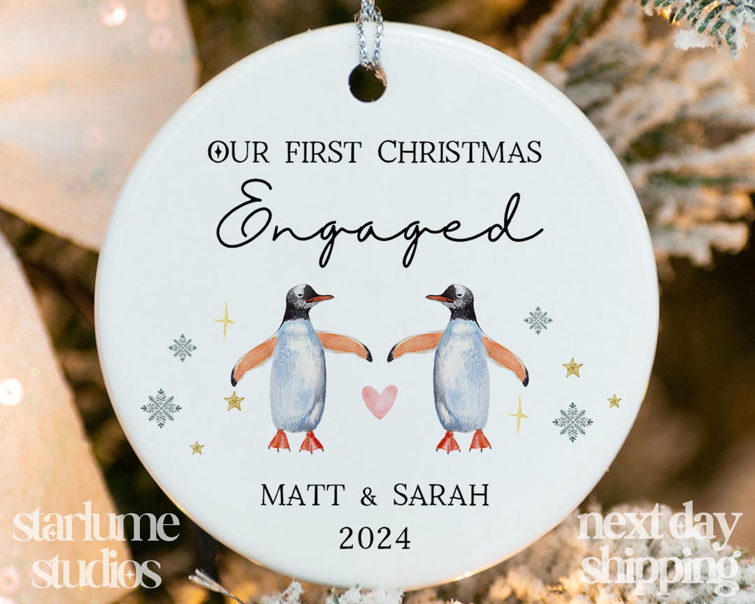 Personalized First Christmas Engaged Bauble - Custom 1st Xmas Engaged ...