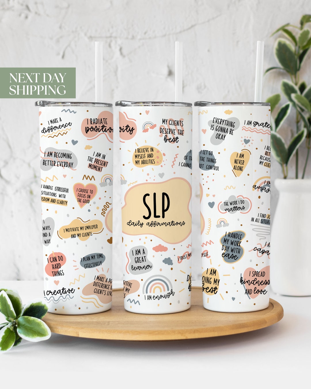SLP Daily Affirmation Cute Tumbler Gift - Speech Therapist Gift ...