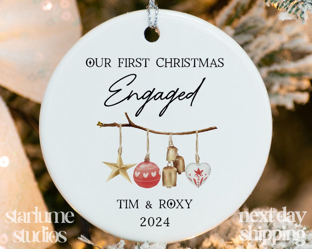 Personalized First Christmas Engaged Bauble - Custom 1st Xmas Engaged ...