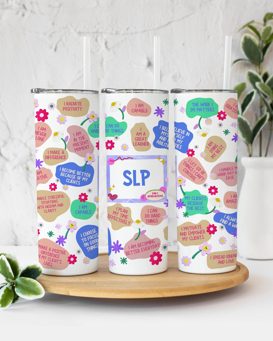 SLP Daily Affirmation Cute Tumbler Gift - Speech Therapist Gift ...