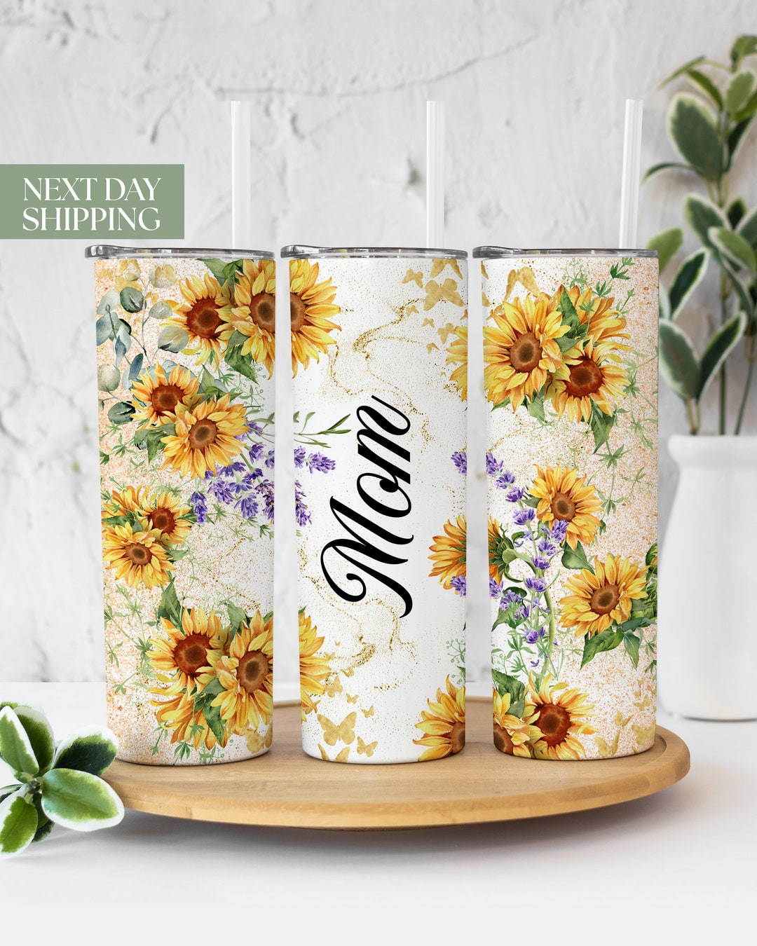 Sunflower Yellow Mom Glitter Tumbler for Mother's Day - Gift for Mom ...