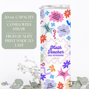 Math Teacher Daily Affirmations Tumbler Gift for Favorite Teacher ...