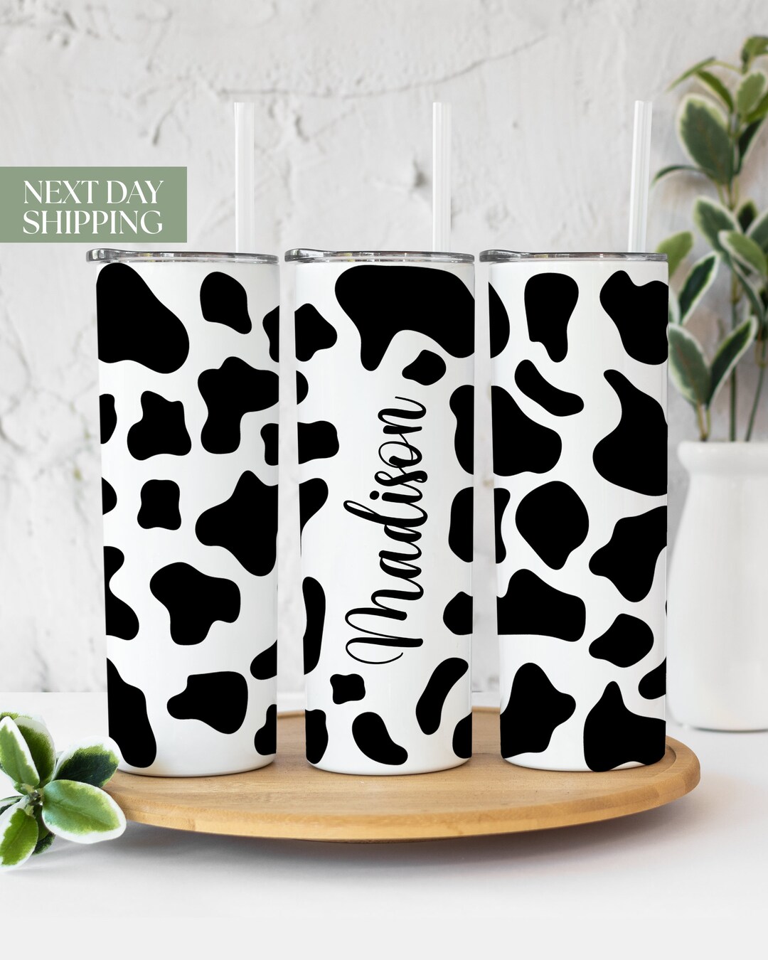 Custom Black Cow Print Tumbler With Name Mother's Day Gift ...
