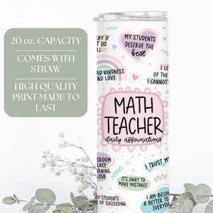 Math Teacher Daily Affirmations Tumbler Gift for Teacher - Math Co ...
