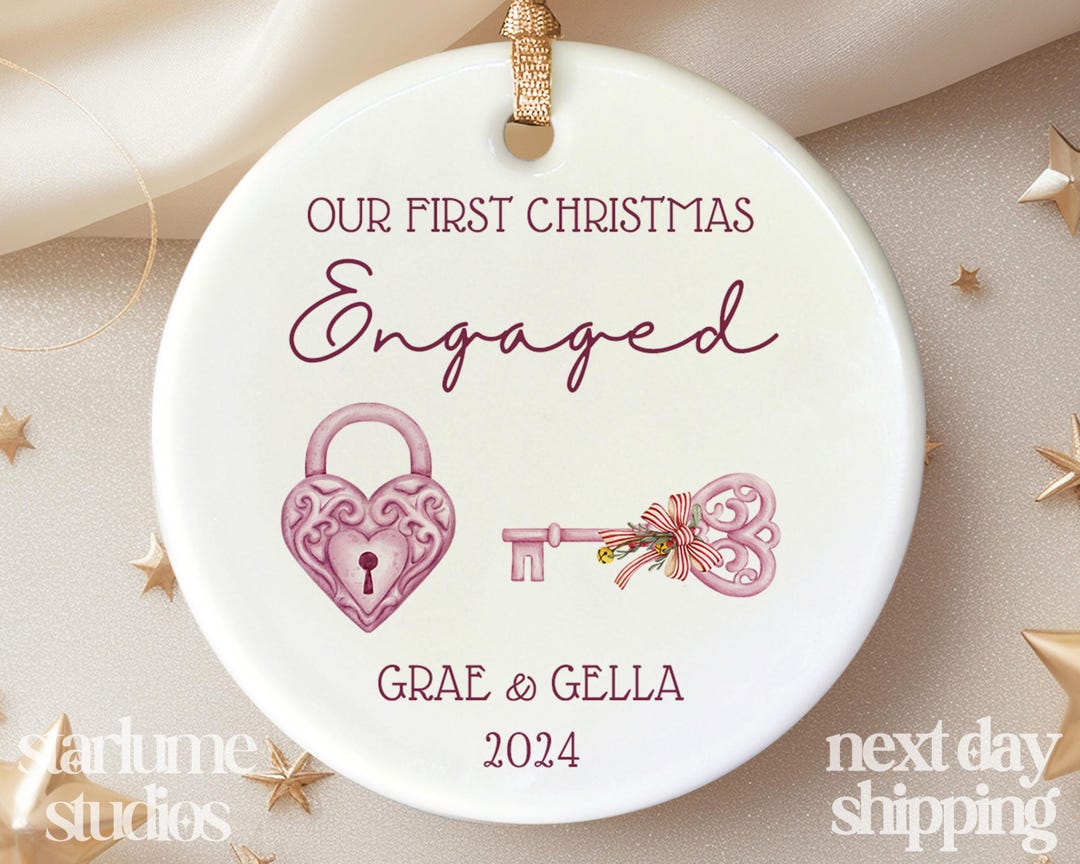 Personalized First Christmas Engaged Bauble - Custom 1st Xmas Engaged ...