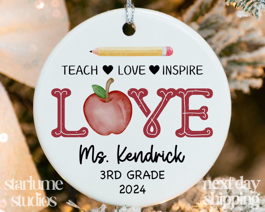 Personalized Teacher Name Ornament - Teacher Appreciation Christmas ...
