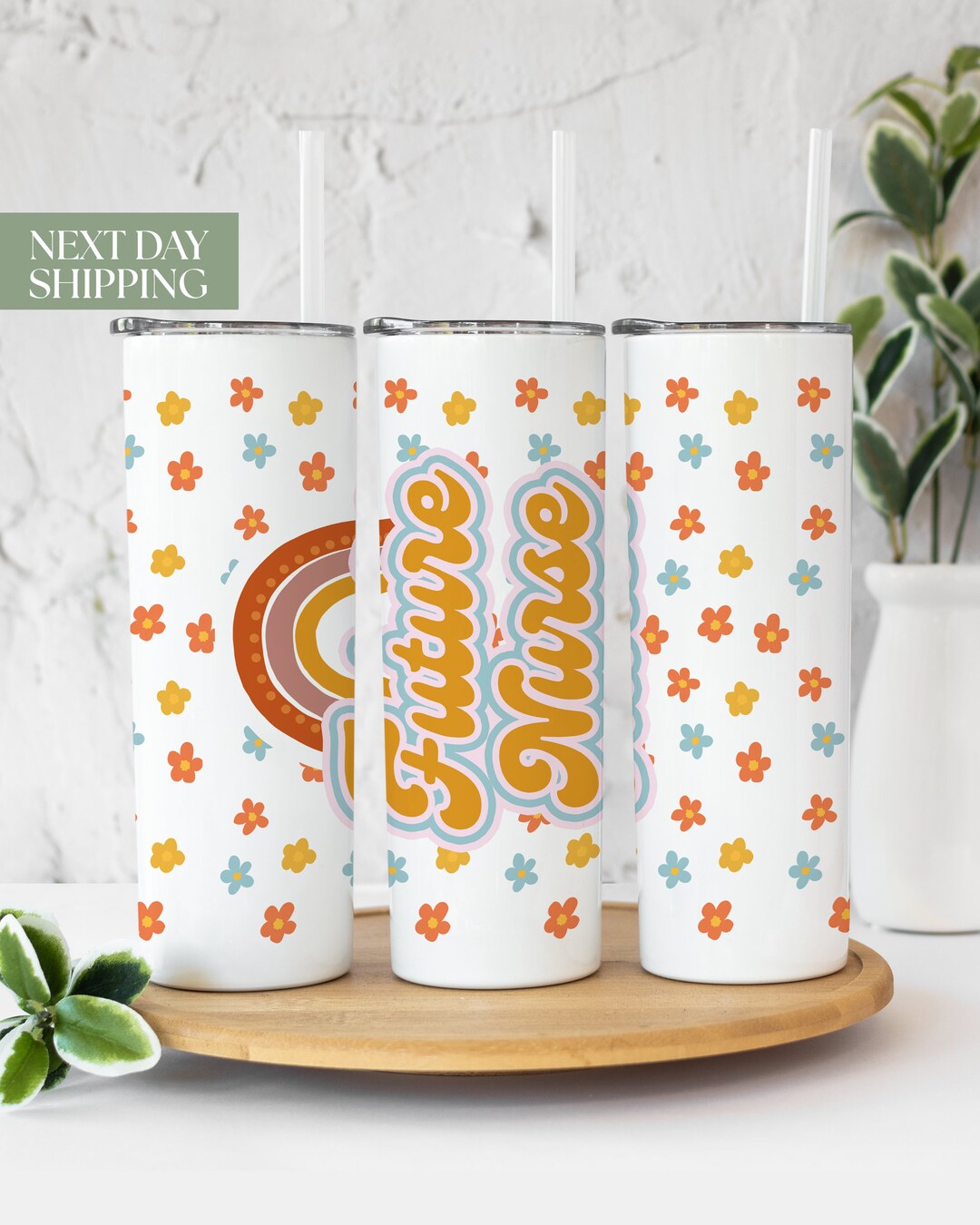 Cute Retro Groovy Future Nurse Tumbler Gift - Future RN Cute Cup ...