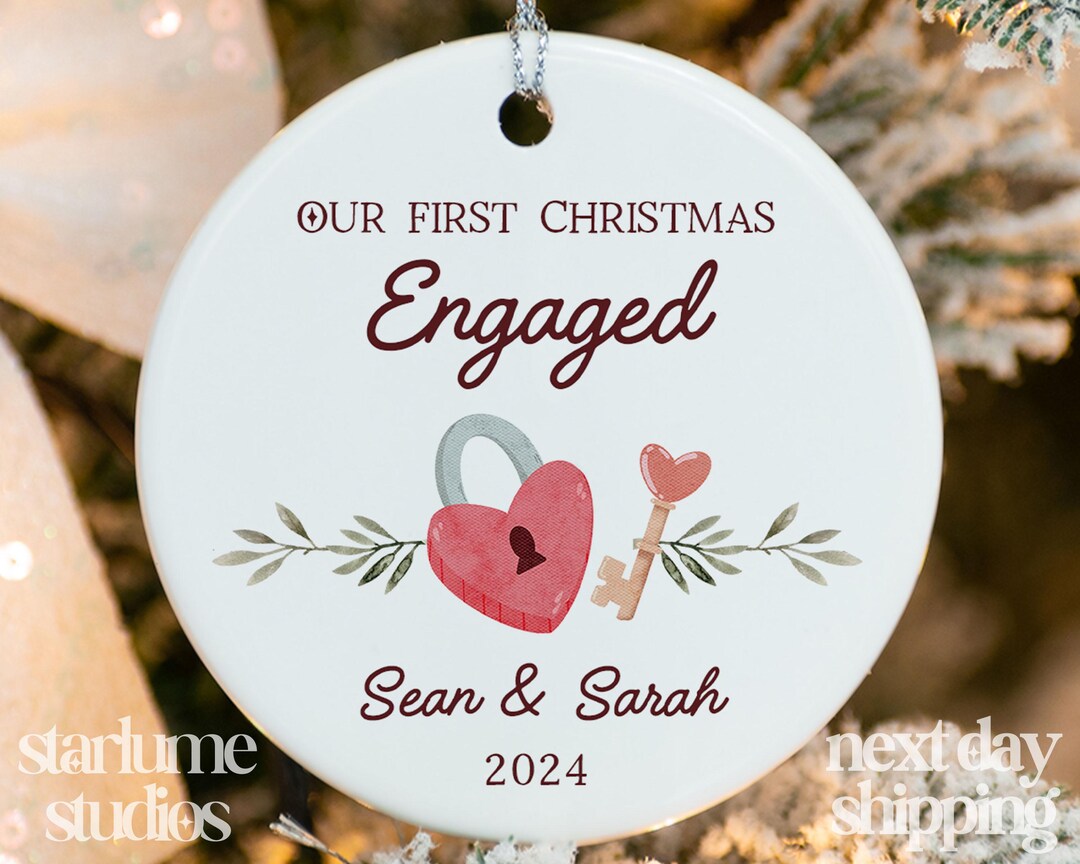 Personalized First Christmas Engaged Bauble - Custom 1st Xmas Engaged ...