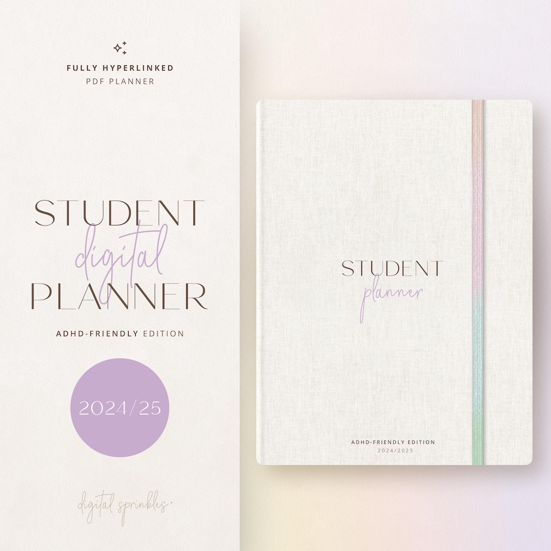 ADHD Student Planner | Digital Planner | Academic Planner 2024-2025 ...