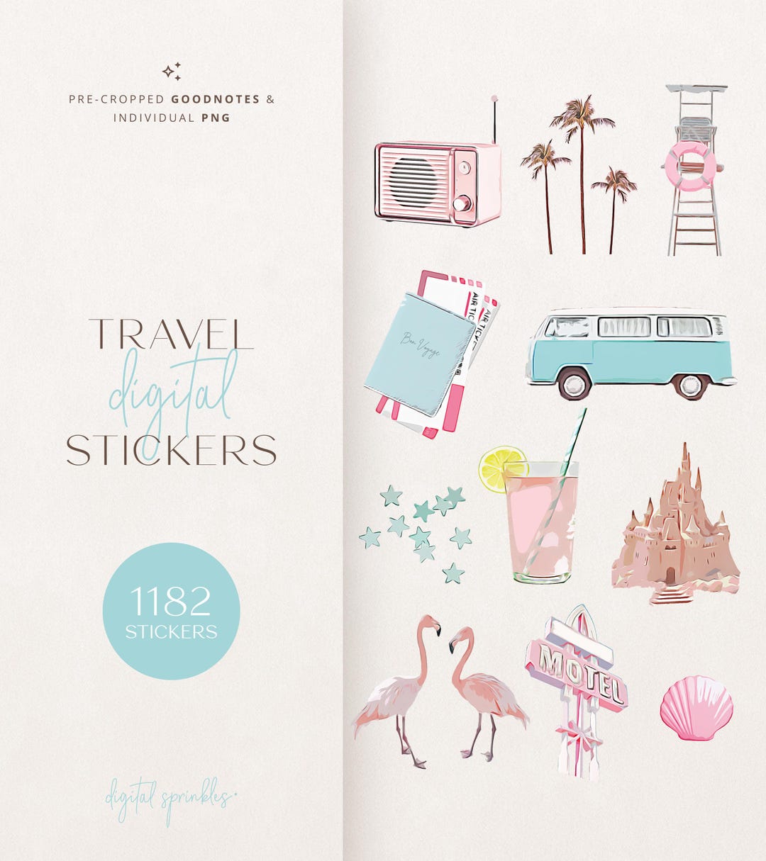 Digital Stickers | 1182 Goodnotes Stickers | Travel Digital Stickers ...