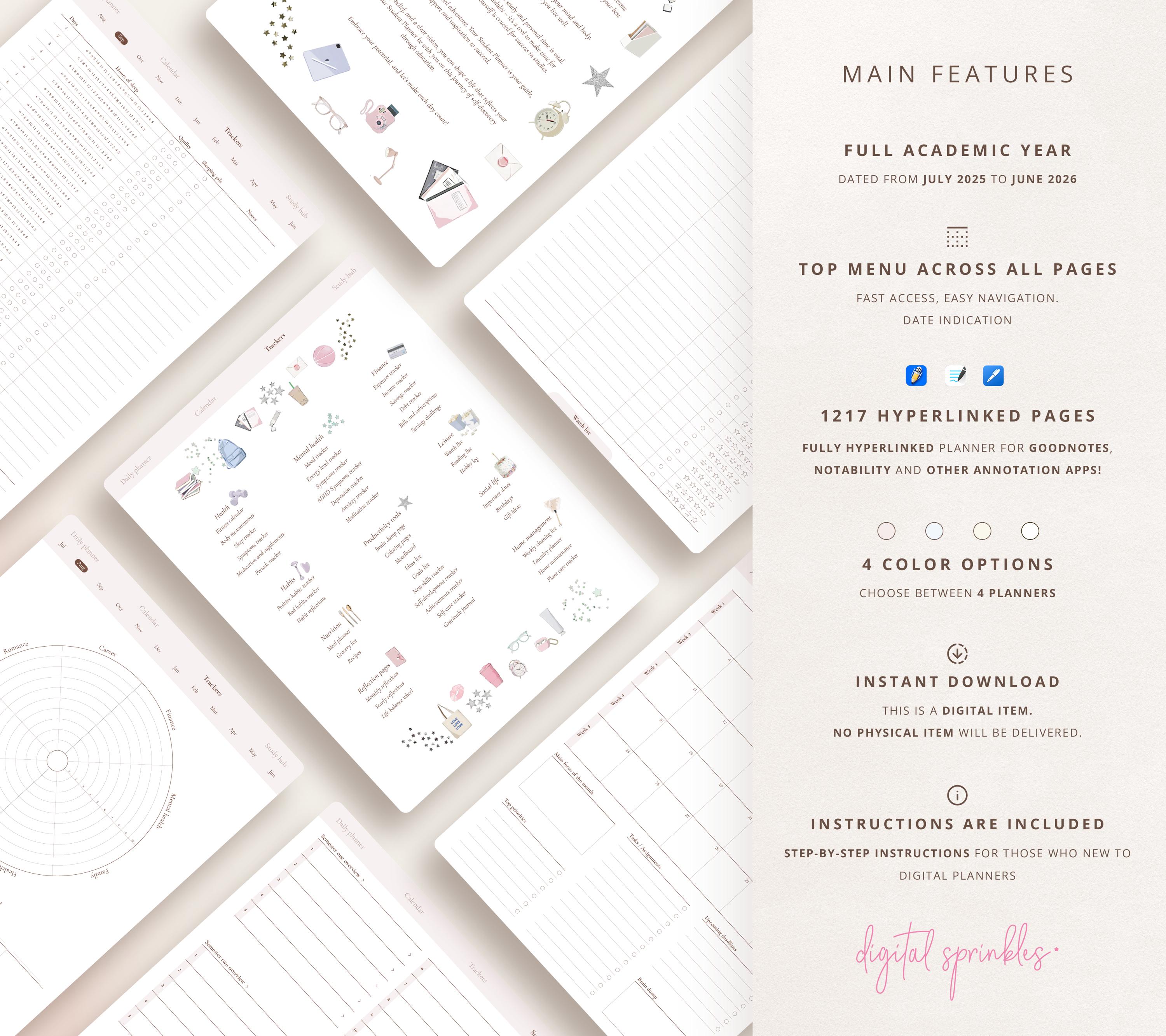 ADHD Student Planner, Digital Planner, Academic Planner 2025-2026, iPad ...