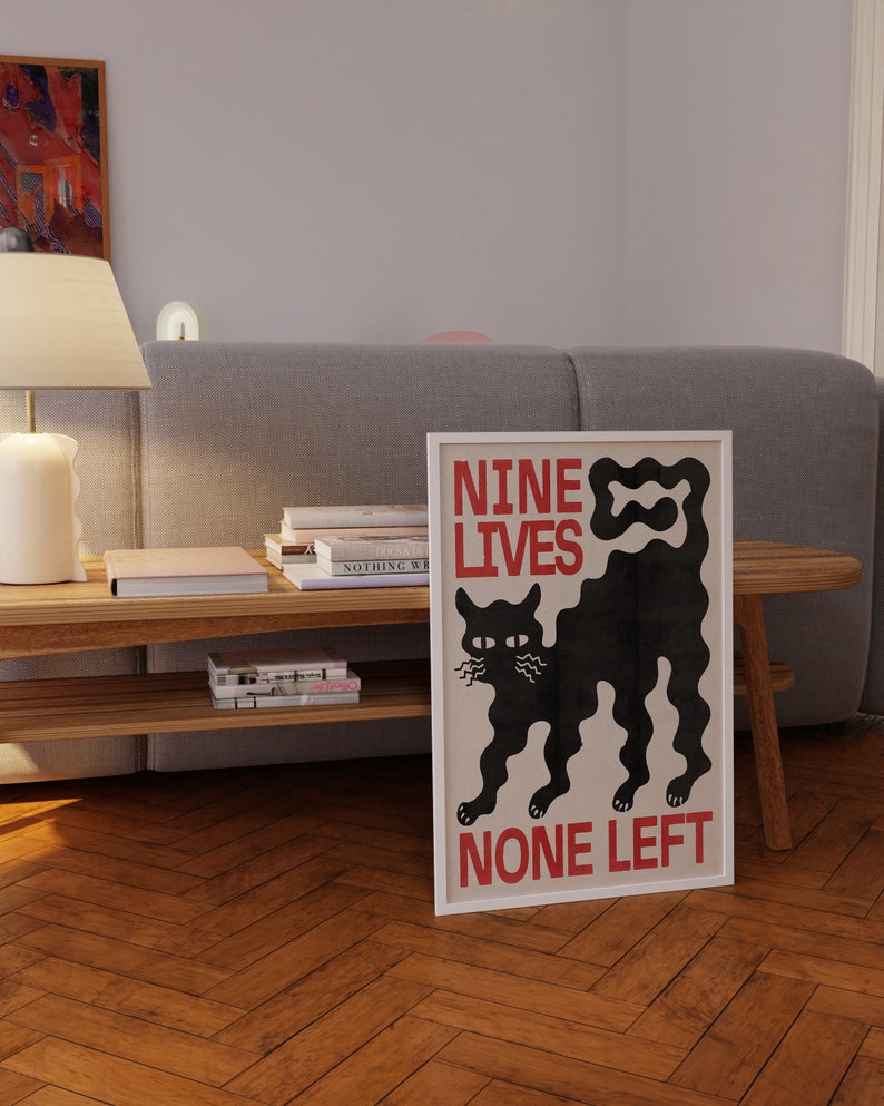 Illustration Cat Trendy Poster Cat Modern Collage - Etsy