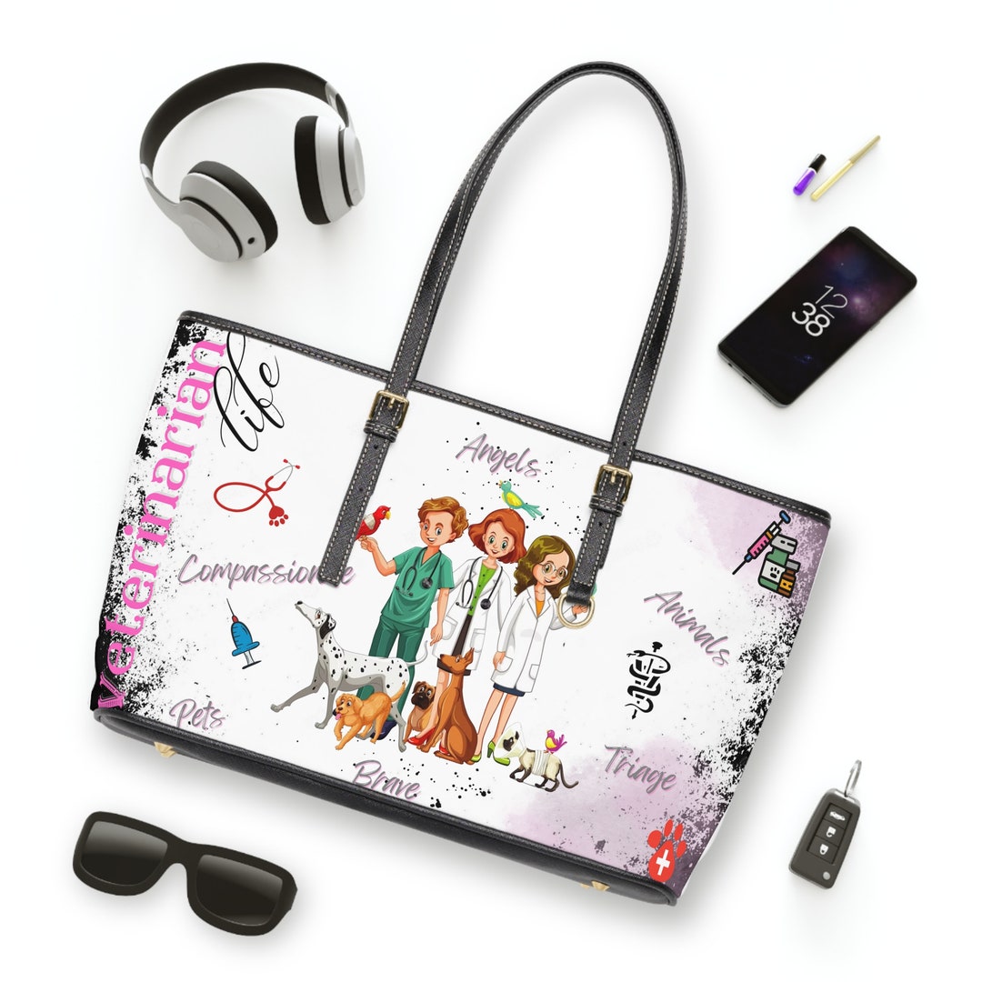 Pink Leather Veterinarian Life Shoulder Bag - Vet, Animal Lover, Pets ...