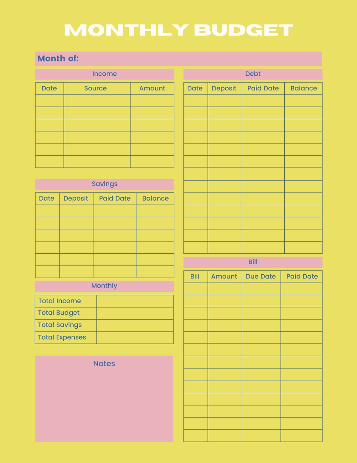 Monthly Budget Planner Bundle Monthly Planner, Financial Planner ...