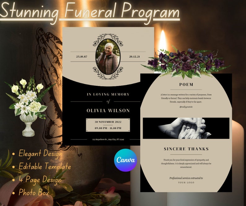 Stunning Funeral Program Death of Loved One Loved One - Etsy