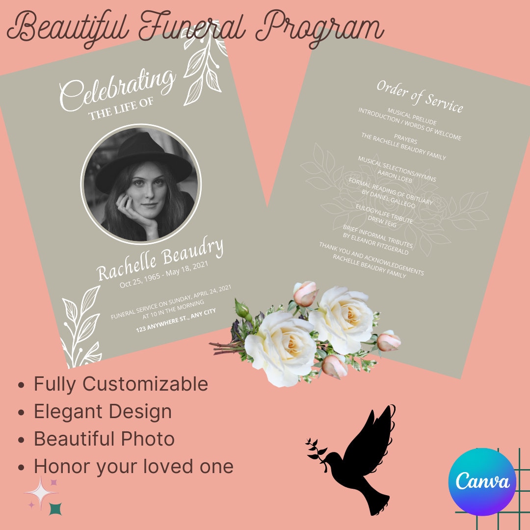 Elegant Funeral Program Death of Loved One, Loved One, Wake, Love ...