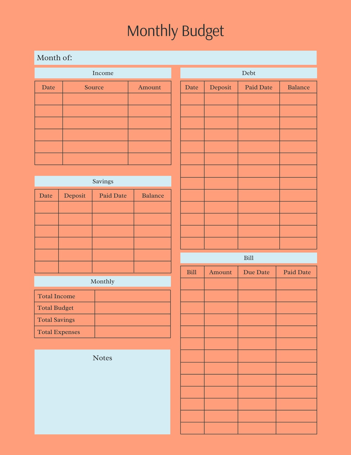 Monthly Budget Planner Bundle Monthly Planner, Financial Planner ...