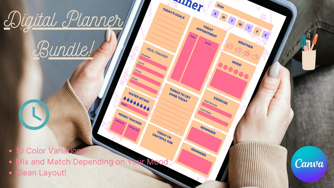 Simple Planner Bundle - Digital Planner, Colorful Planner, Daily ...