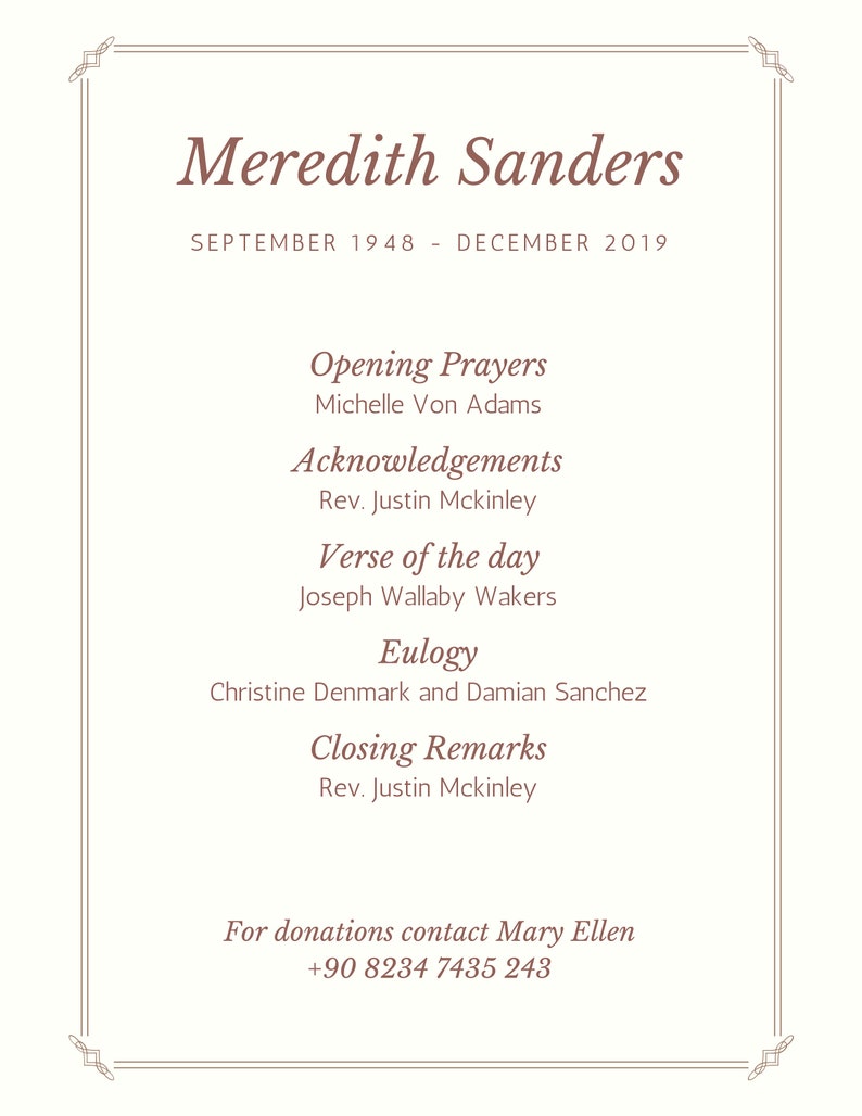 Traditional Funeral Program Death of Loved One, Loved One, Wake, Love ...