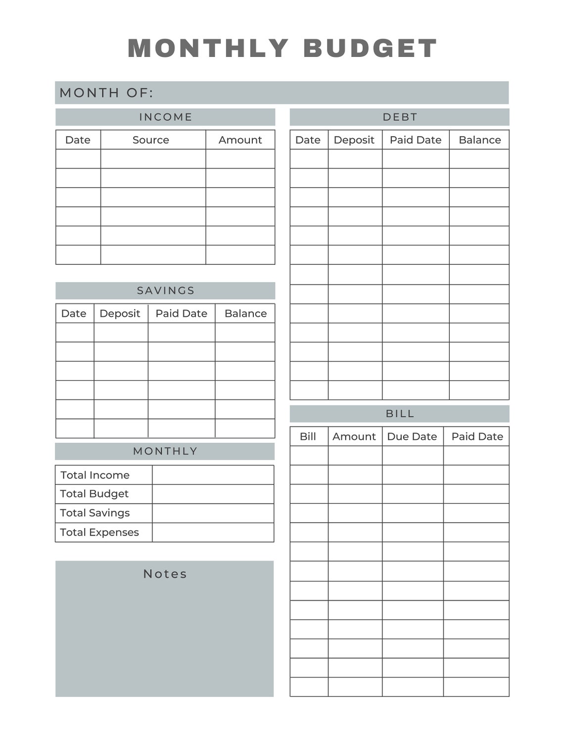 Monthly Budget Planner Bundle Monthly Planner, Financial Planner ...