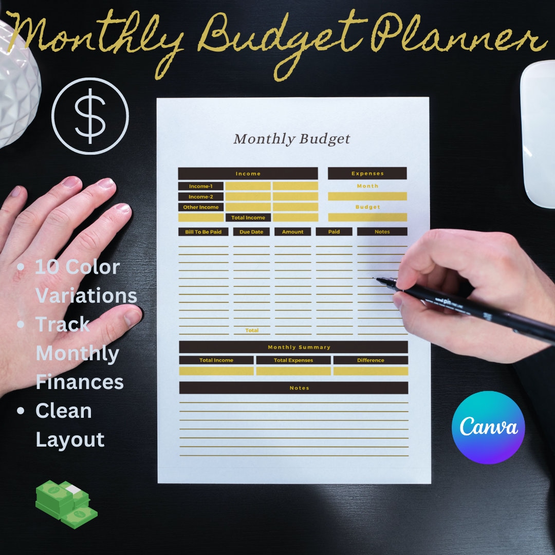 Monthly Budget Planner Bundle - Money Planner, Colorful Planner, Daily ...