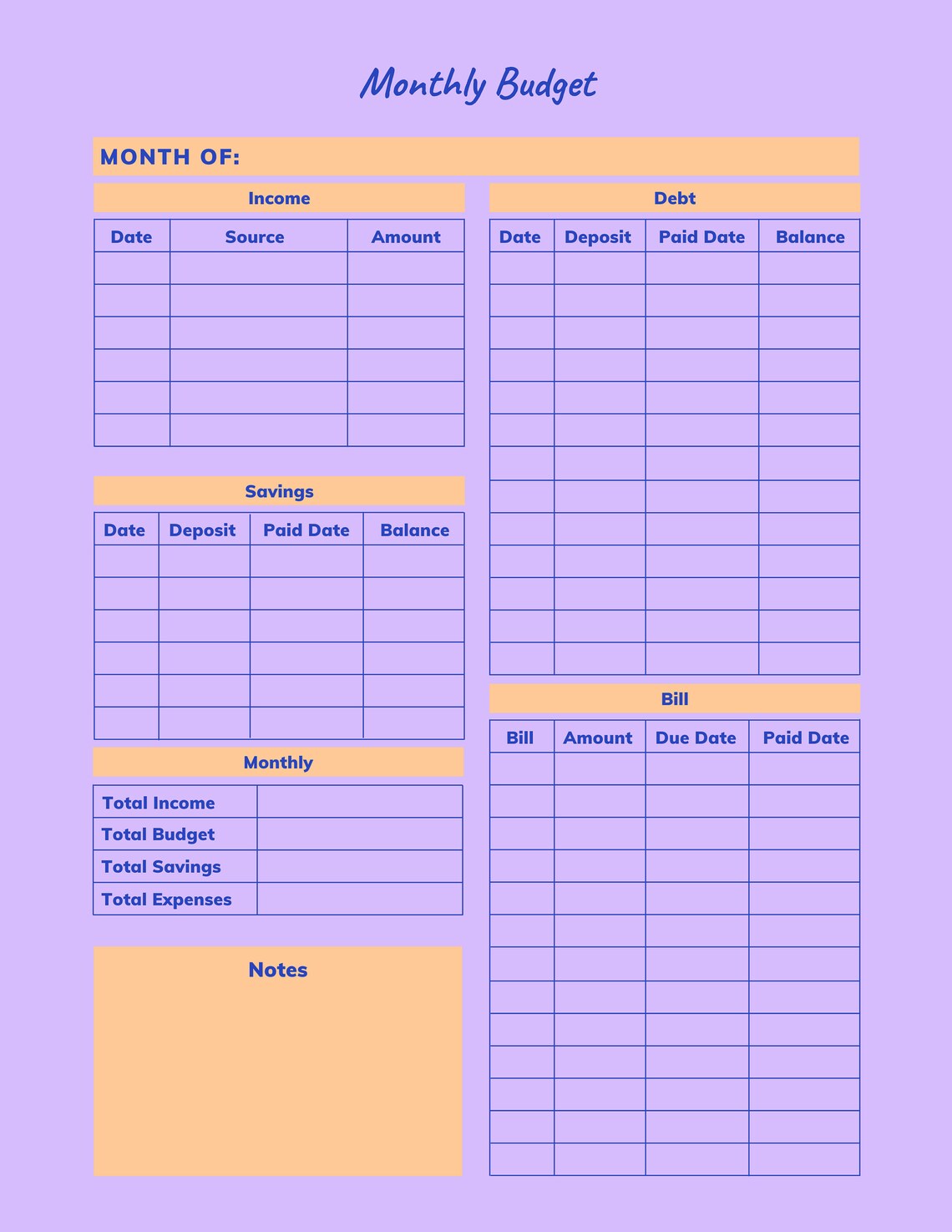 Monthly Budget Planner Bundle Monthly Planner, Financial Planner ...