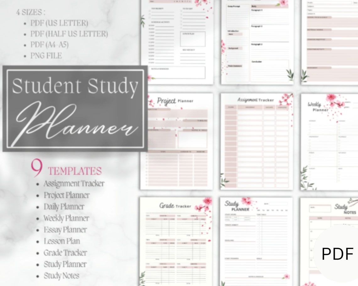 Study Planner Student Planner Printable Weekly Insert Weekly Insert ...