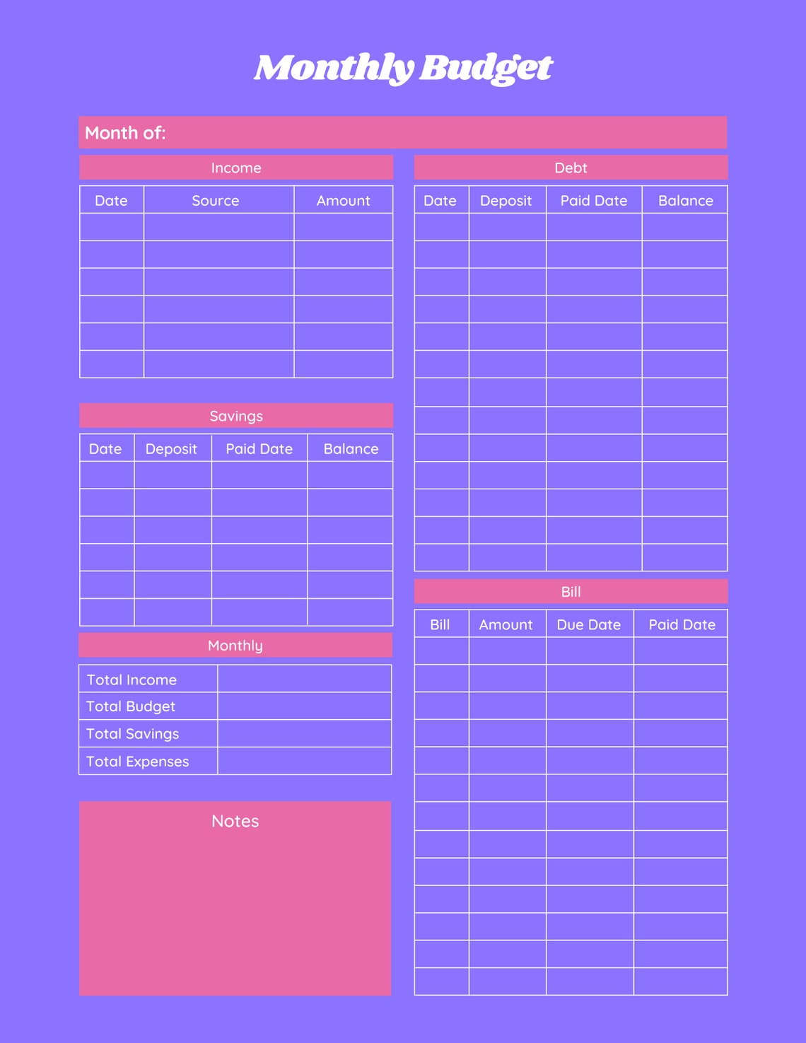 Monthly Budget Planner Bundle Monthly Planner, Financial Planner ...