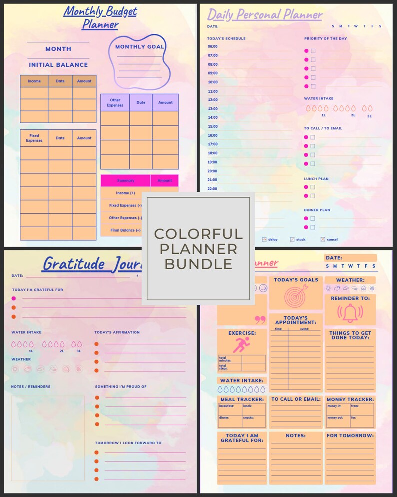 Colorful Digital Planner Canva Template Planner, Daily Planner, Monthly ...