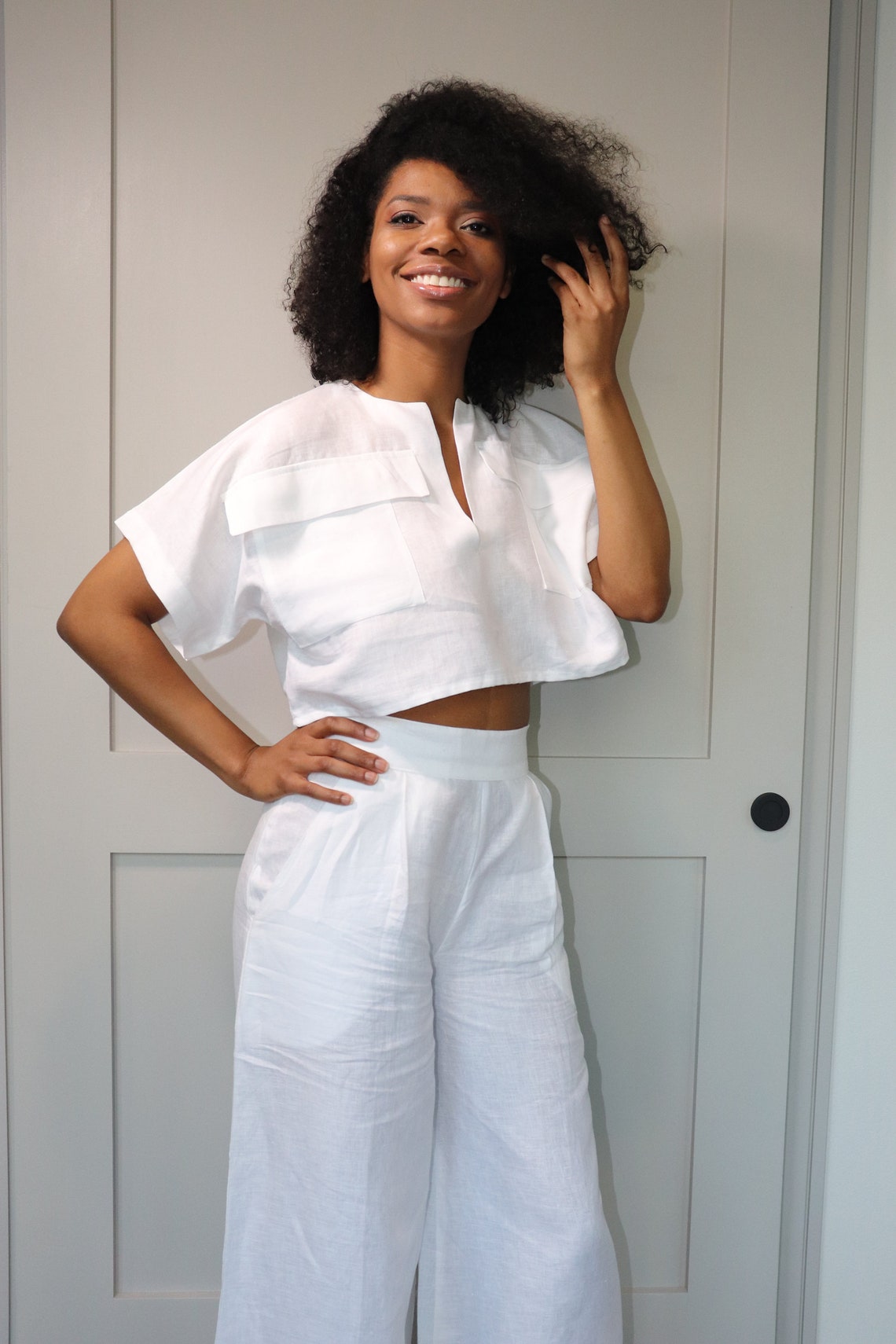 Cargo Crop Top Linen - Etsy