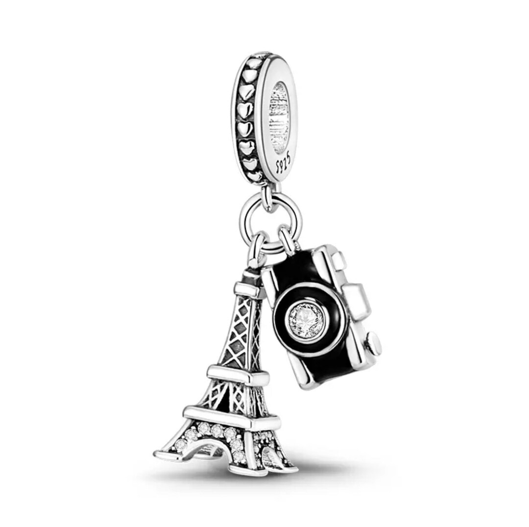 S925 Silver Paris Eiffel Tower Camera Dangle Charm - Pandora Compatible ...