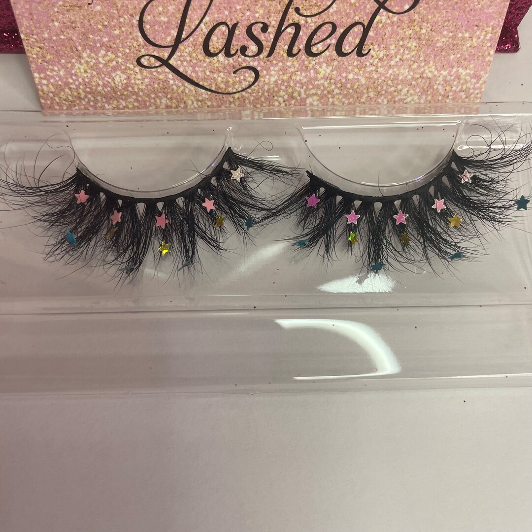 Star Struck Pink & Yellow Irridescent Decal Mink Lashes, Butterfly ...