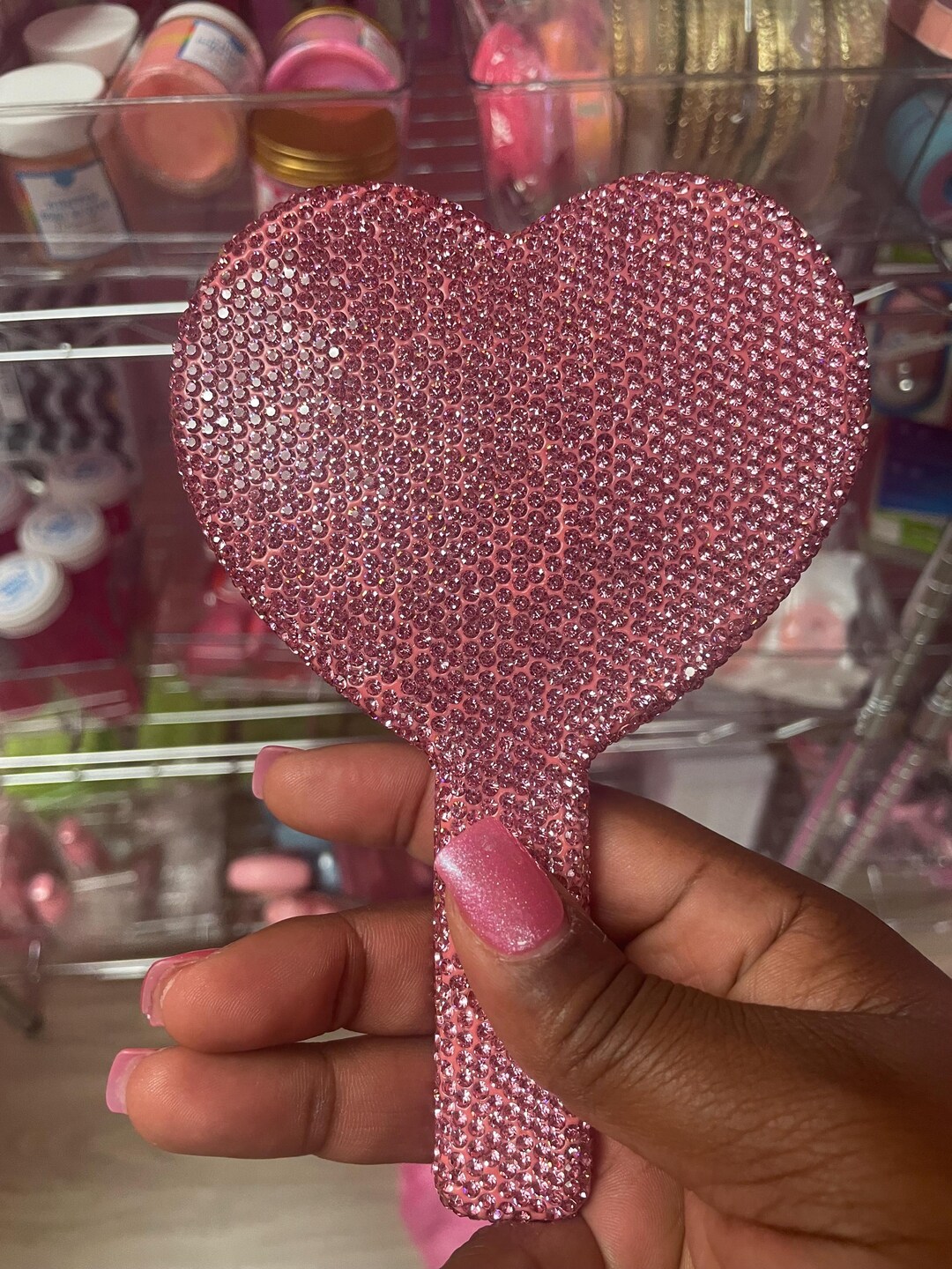 Heart Hand Mirror, Bling Heart Mirror, Y2K Heart Mirror, Rhinestone ...