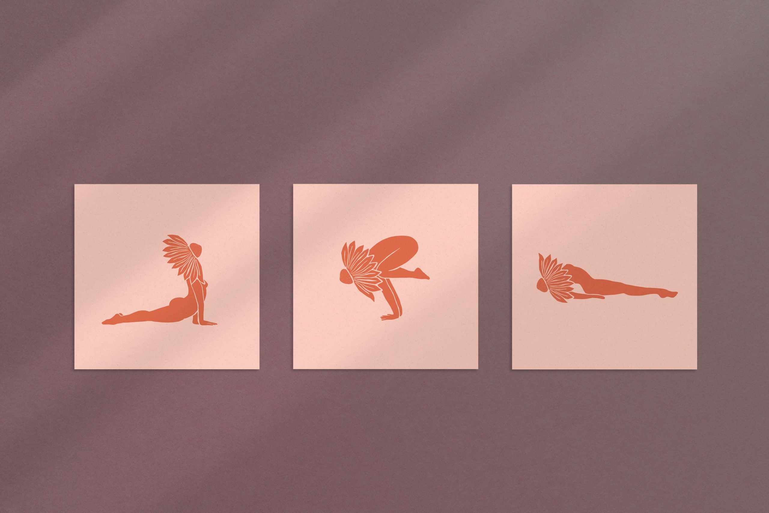 Flower Yoga Poses Set of 3 Art Print - Etsy