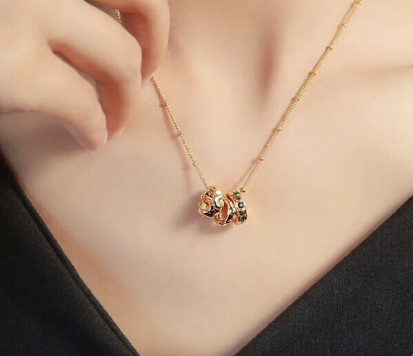 Gold Color Three Ring Minimalist Pendant - Etsy