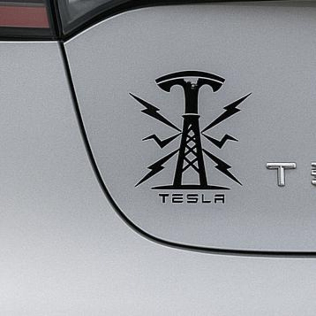 Tesla Vinyl Sticker, Original Design, Tesla Logo & Tower Combo, Awesome ...