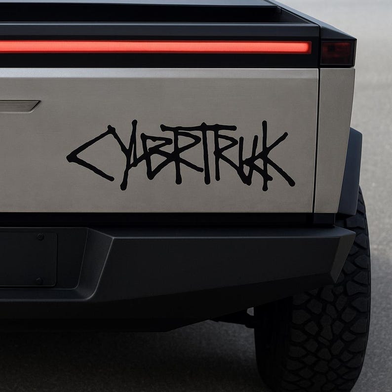 Cybertruck Decal – Small Vinyl Sticker (11"x3.25") | White or Black ...