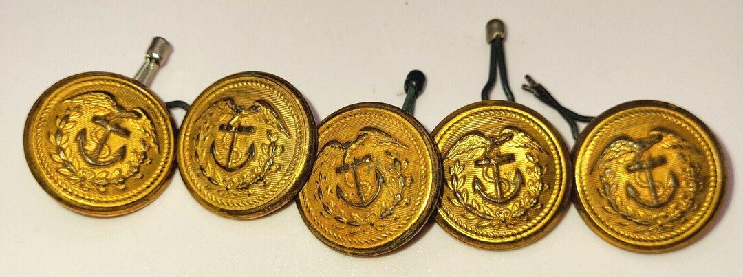 Militaria US Coast Guard Uniform Brass Buttons Waterbury Button Lot of ...