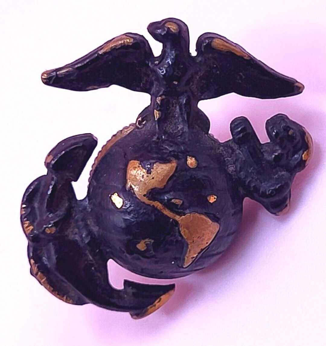 Militaria Vintage USMC Marine Corps Eagle Globe Anchor Badge Black ...
