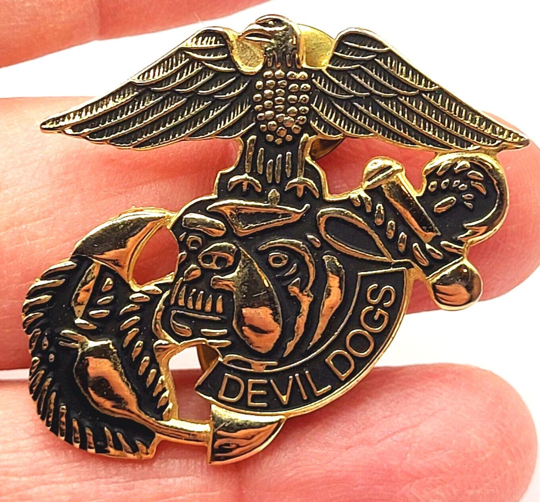 US Marines USMC Devil Dogs Pin Gold Tone and Black - Etsy