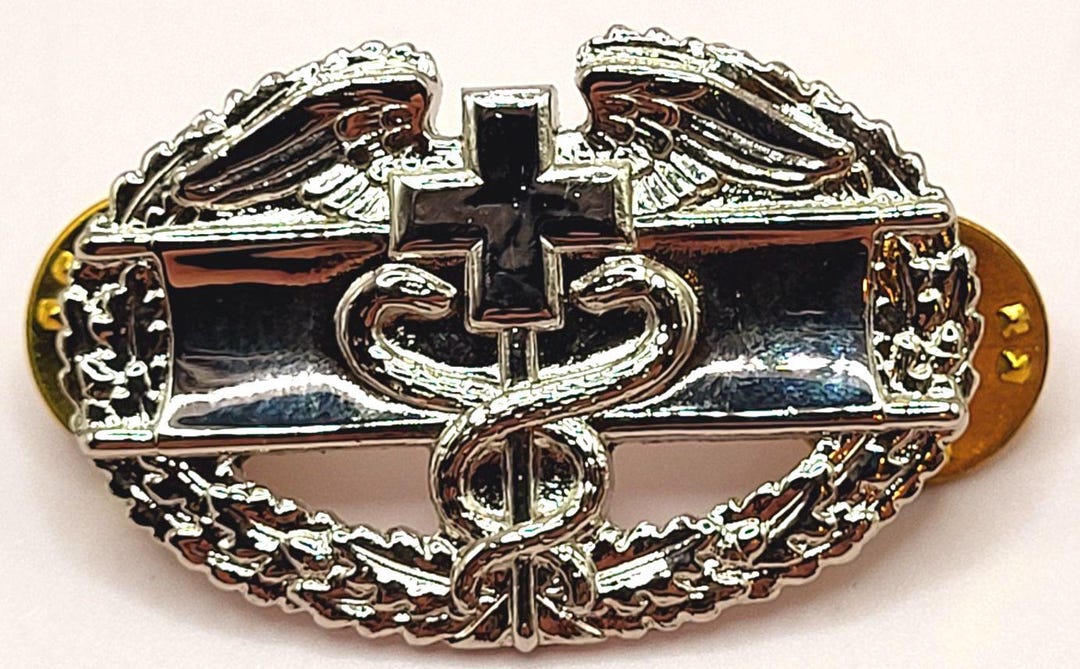 US Army Combat Medic Medical Badge Pin V-21 Militaria Silver Tone - Etsy