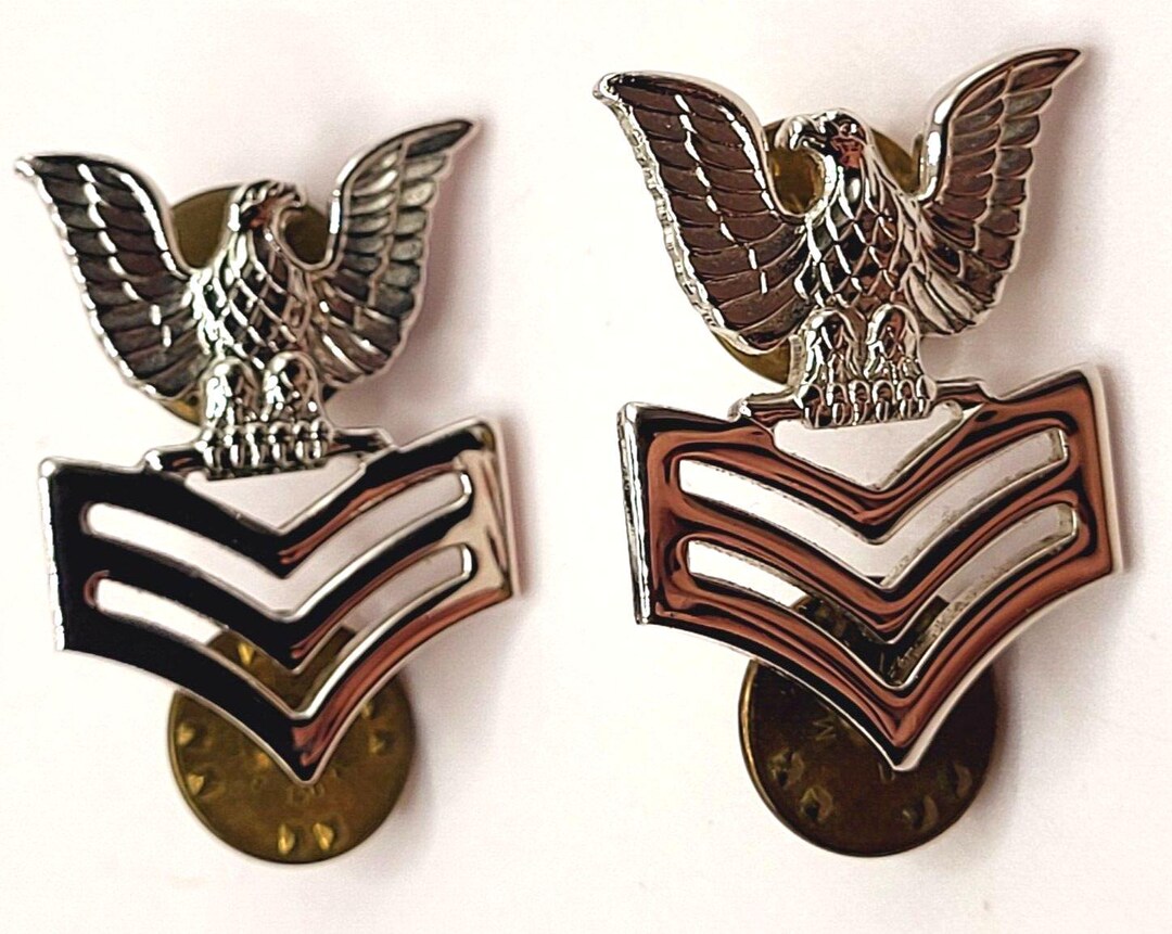 US Navy Petty Officer Devices E6 Rank Lot of 2 Left Right Facing V-21-N ...
