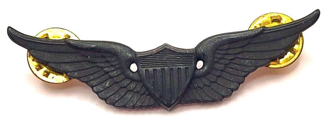 Militaria US Army Aviator Badge Pin Shield Wings Black Subdued G-I - Etsy