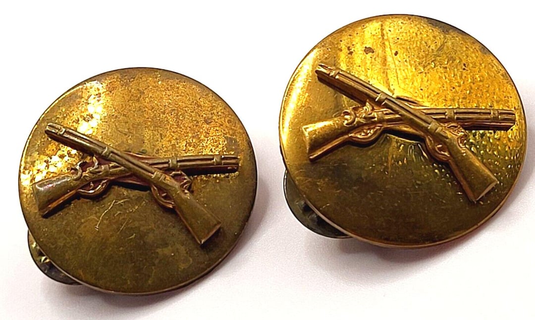 US Infantry Enlisted Collar Device Crossed Rifles Lot of 2 Gemsco - Etsy