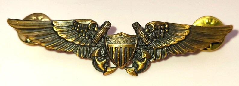 US Navy Flight Officers Badge Pin Militaria Clutch Back Unmarked ...